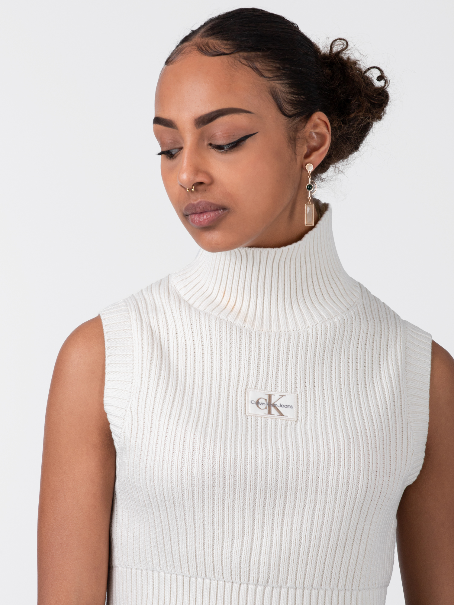 Calvin Klein Cropped High Neck Top | J20J220442-YBI | Sneaker Twins Store